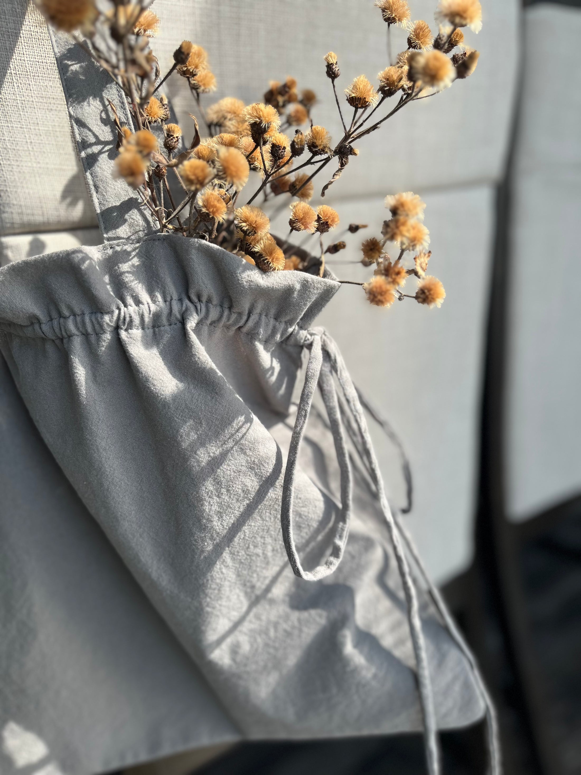 Drawstring Sack Bag - Grey – Suzanne Lay